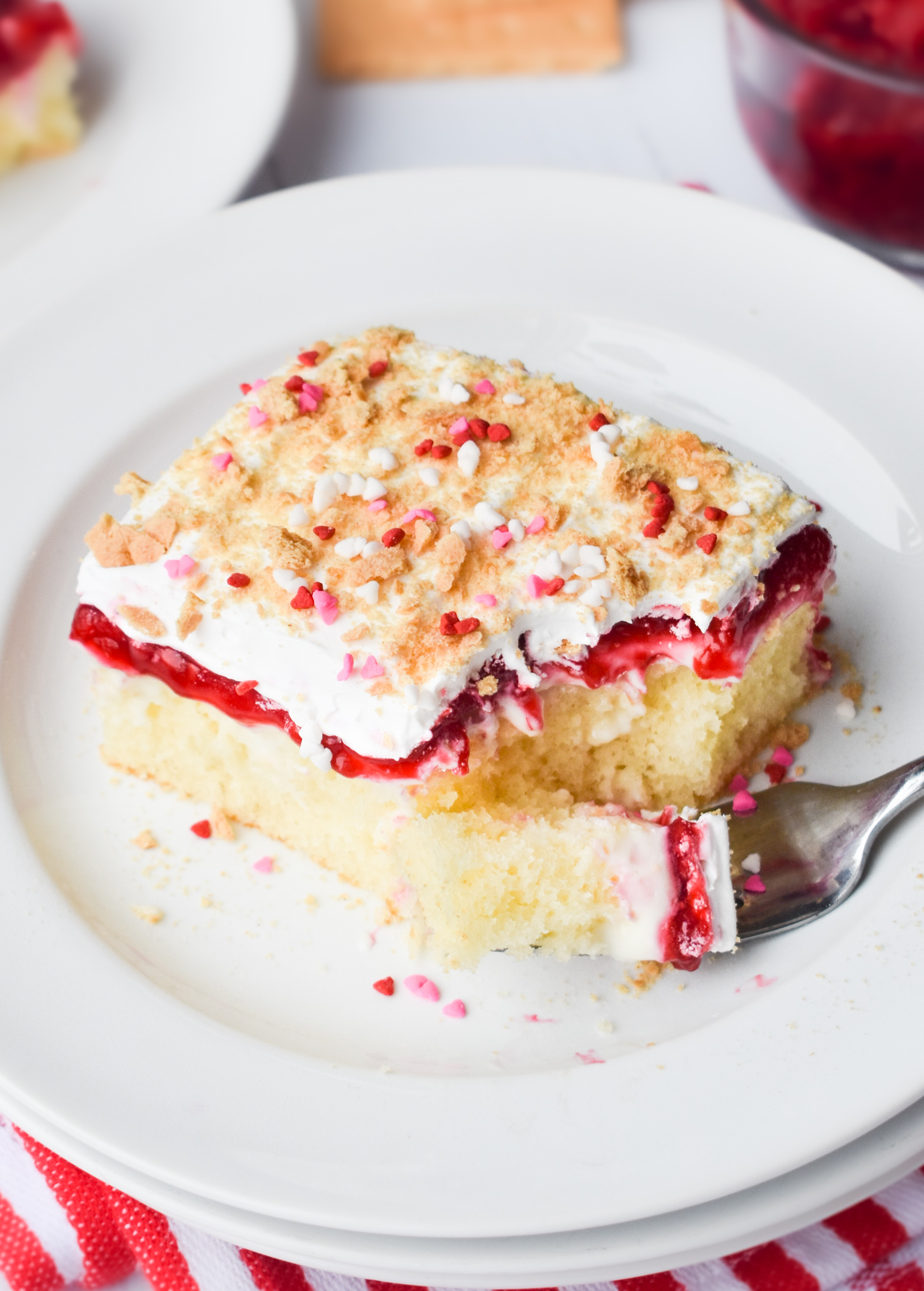 Berry Cheesecake Poke Cake • Dance Around the Kitchen