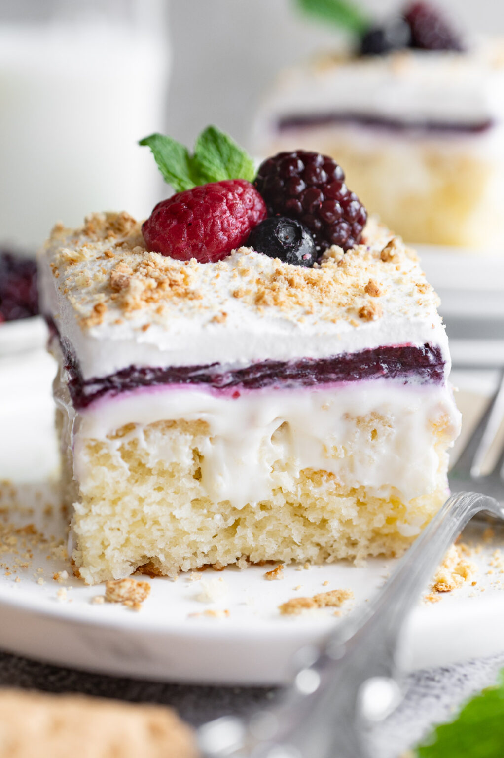 Berry Cheesecake Poke Cake • Dance Around the Kitchen