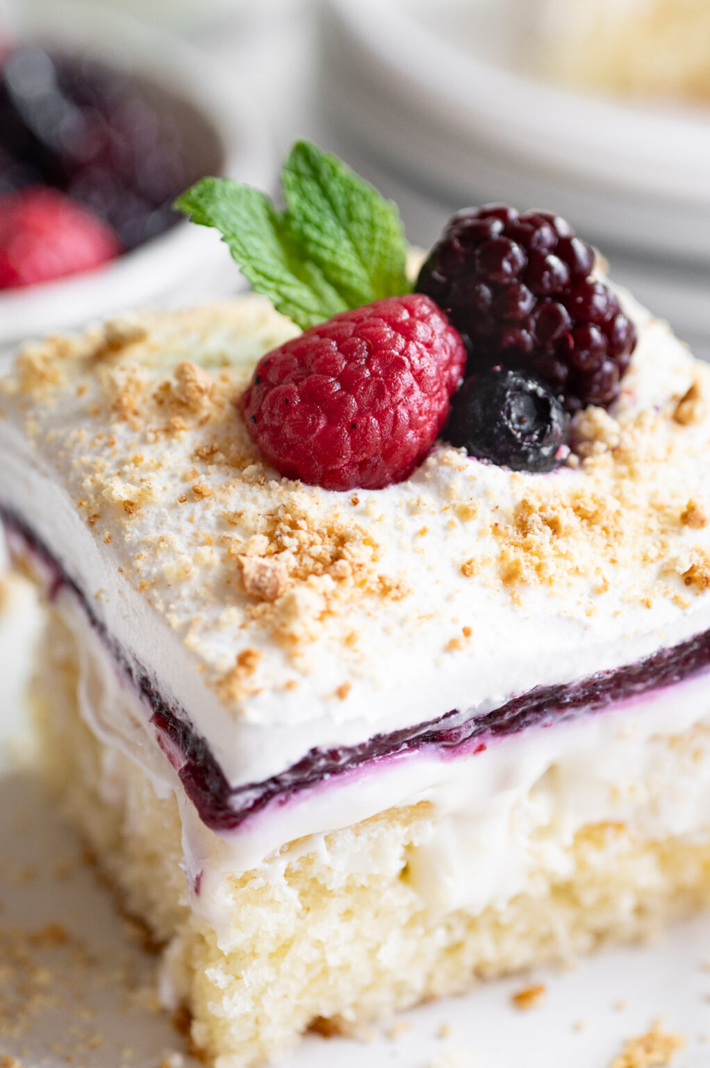 Berry Cheesecake Poke Cake • Dance Around the Kitchen