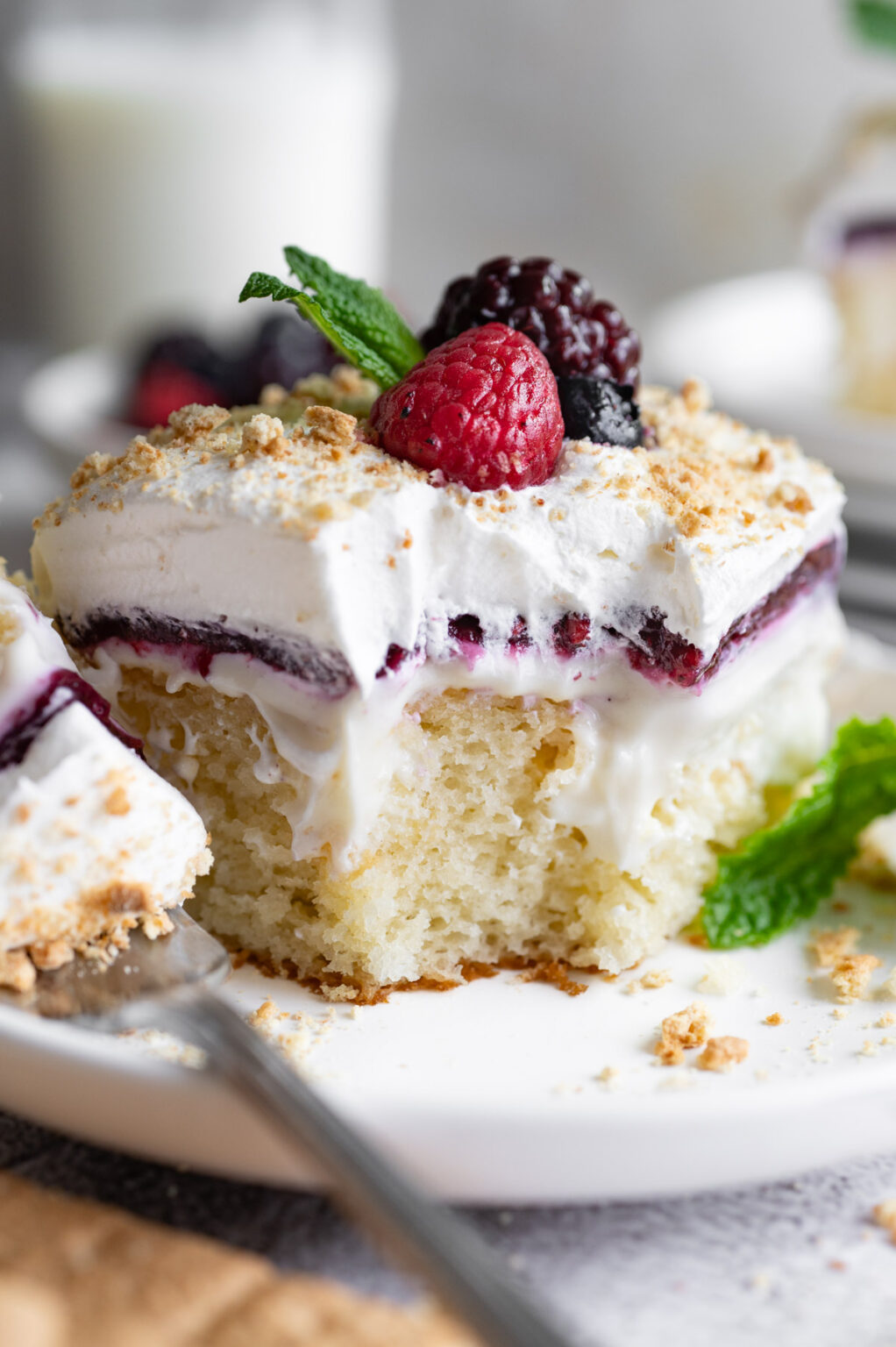 Berry Cheesecake Poke Cake • Dance Around the Kitchen