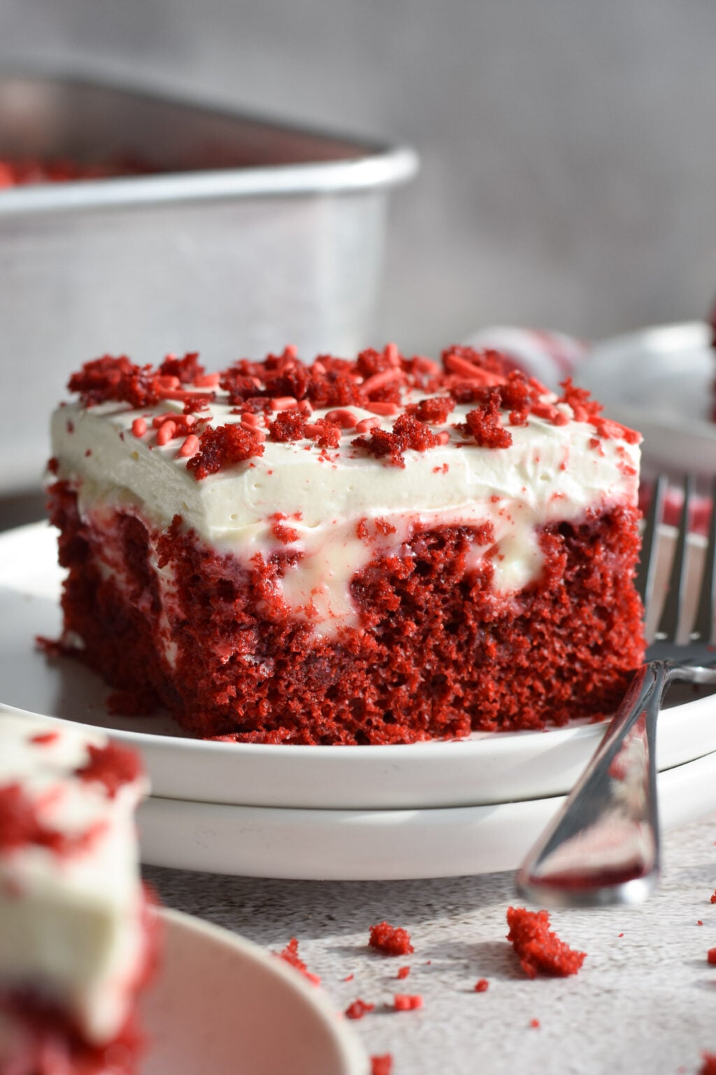 Red Velvet Poke Cake • Dance Around the Kitchen